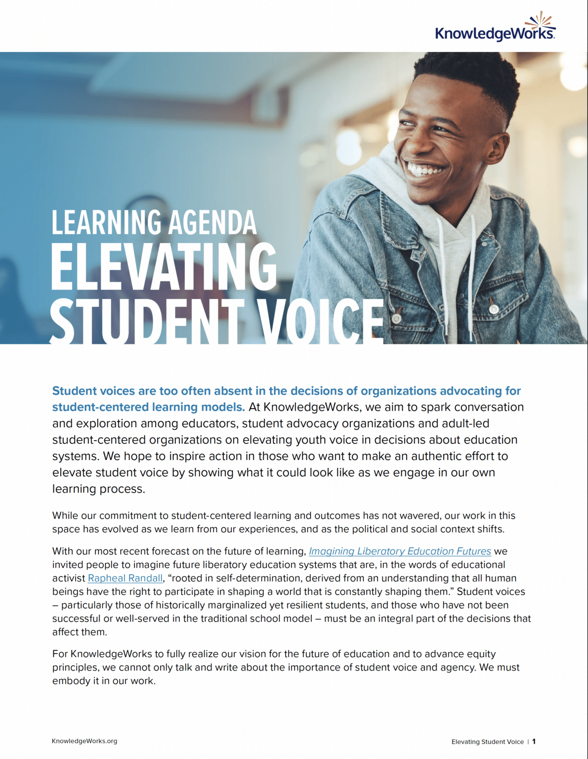 Elevating Student Voice: A Learning Agenda - KnowledgeWorks